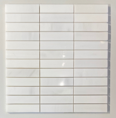 1” x 4” - Bianco Dolomiti - Straight Pattern - Polished Marble Mosaic ...
