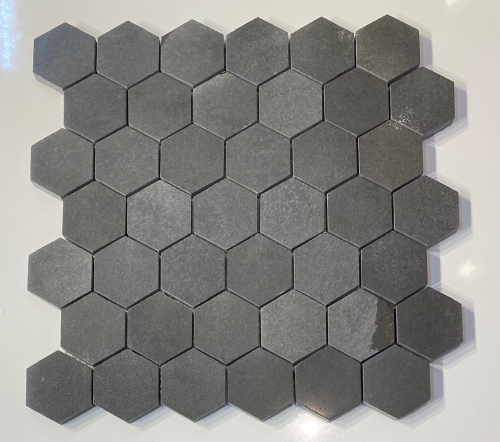 2 inch Hexagon - Basalt Nero - Honed Natural Stone Mosaic Tile - ON ...