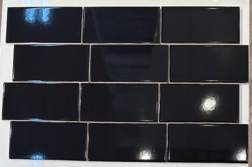 3”x6” - Roca - U759 - Black Bright (glossy) - Ceramic Subway Tile - ON ...