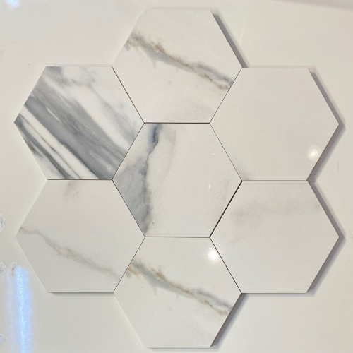 Gazzini - Atlantic Blue - 6” x 6.5” - Hexagon Polished Porcelain Tile