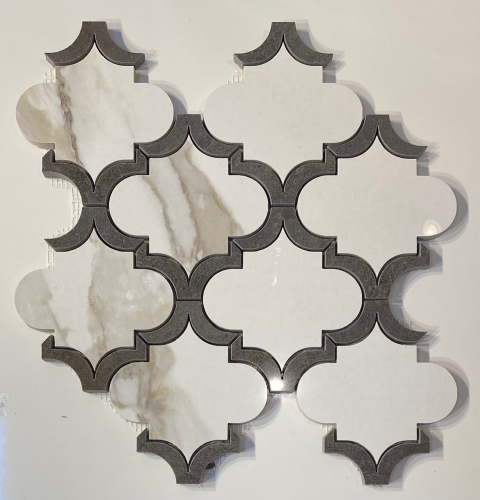 Gazzini - Calacatta Oro - Arabesque Pattern - Polished Porcelain Mosaic ...