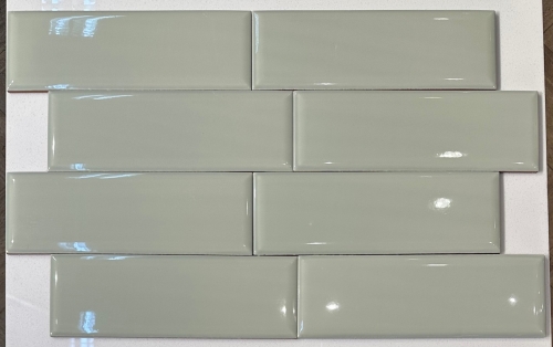 3.5”x11” - ALFAGRES - Brick Green Olive Gloss - Pillowed Ceramic Subway ...