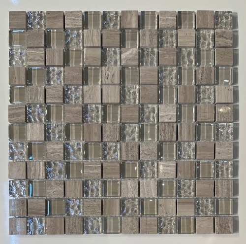1”x1” - CR+ - CMX Series - Bubble Glass - Gray Marble - Glass & Marble ...