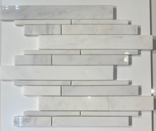 Eastern White - Random Strips - Polished Marble Mosaic Tile