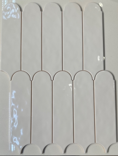 3” x 12” - Roca Tile - Feathers - White Ice Bright - Ceramic Subway Tile