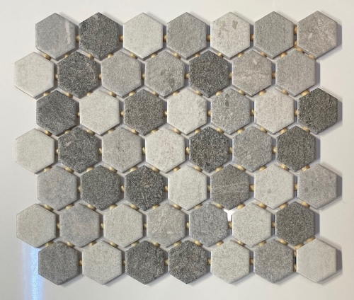 Ragno - Liverpool - LP46 Grey Blend - 1-1/2” Hexagon Mosaic Tile