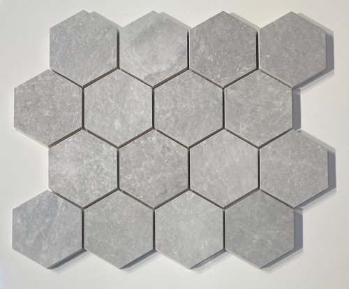 Gazzini - 3 inch Hexagon - Monolith Grey - Porcelain Mosaic Tile
