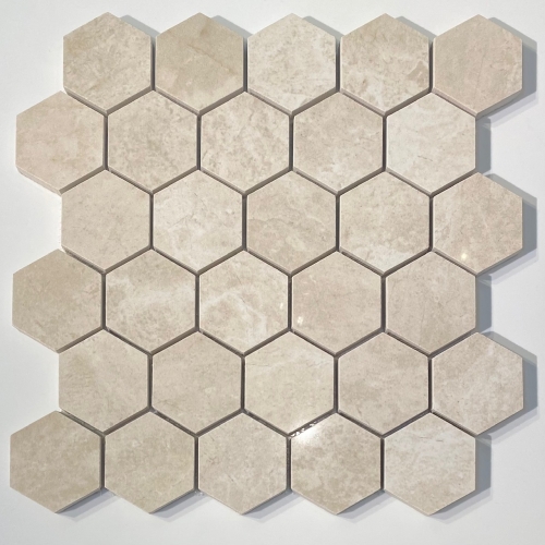 Gazzini - Royal Marfil - 2 inch Hexagon Polished Porcelain Mosaic Tile