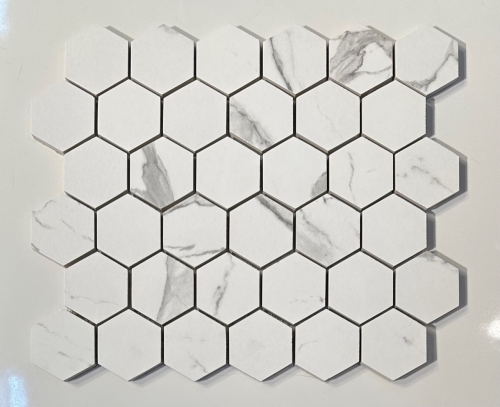 Cinca - Statuario Honed - 2 inch Hexagon Porcelain Mosaic Tile