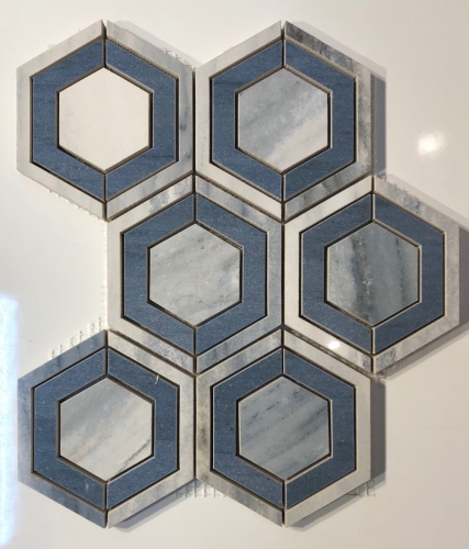 Gazzini - 4 inch Hexagon - Intarsio Iconic Blue - Polished Porcelain ...