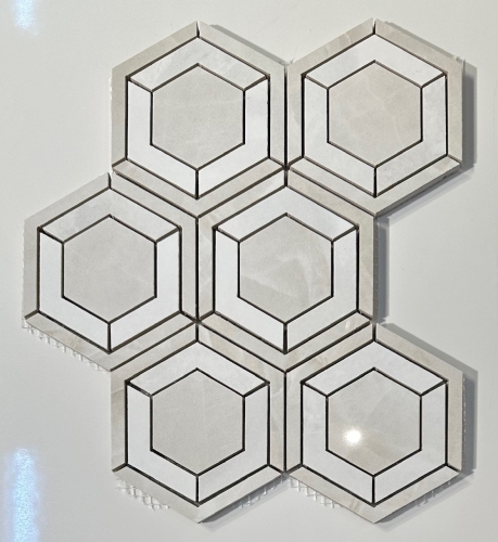 Gazzini - New Moonlight - Intarsio Hexagon Polished Porcelain Mosaic Tile