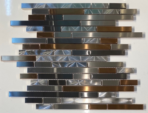 Metal Mosaic Tile - WaterFall 5/8” - Stainless & Titanium Brushed ...