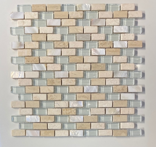 5/8” x 1-1/4” - Miami Shell - Glass + Stone + Shell Mosaic Tile - ON ...