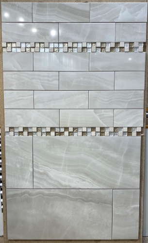 4” x 12” - Eliane - Onix Perola - Ceramic Subway Wall Tile with 12” x ...