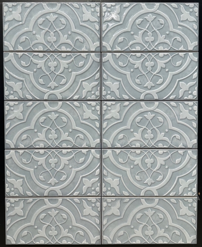 5” x 10” - Estudio Ceramico - Ocean Orchid Blue Deco - Ceramic Tile ...
