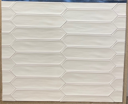 3” x 12” - Roca - Picket - Flow White - Textured Ceramic Subway Tile