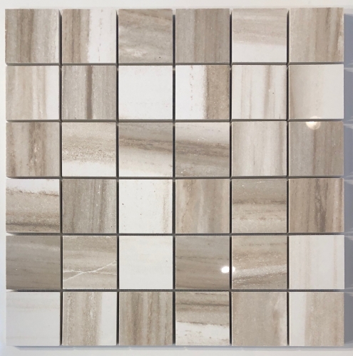 2” x 2” - Gazzini - Square Stylish Taupe - Polished Porcelain Mosaic Tile