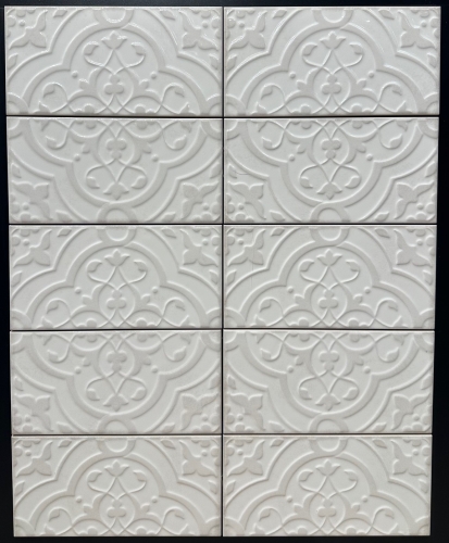 5” x 10” - Estudio Ceramico - All White Orchid Deco - Ceramic Tile - ON ...
